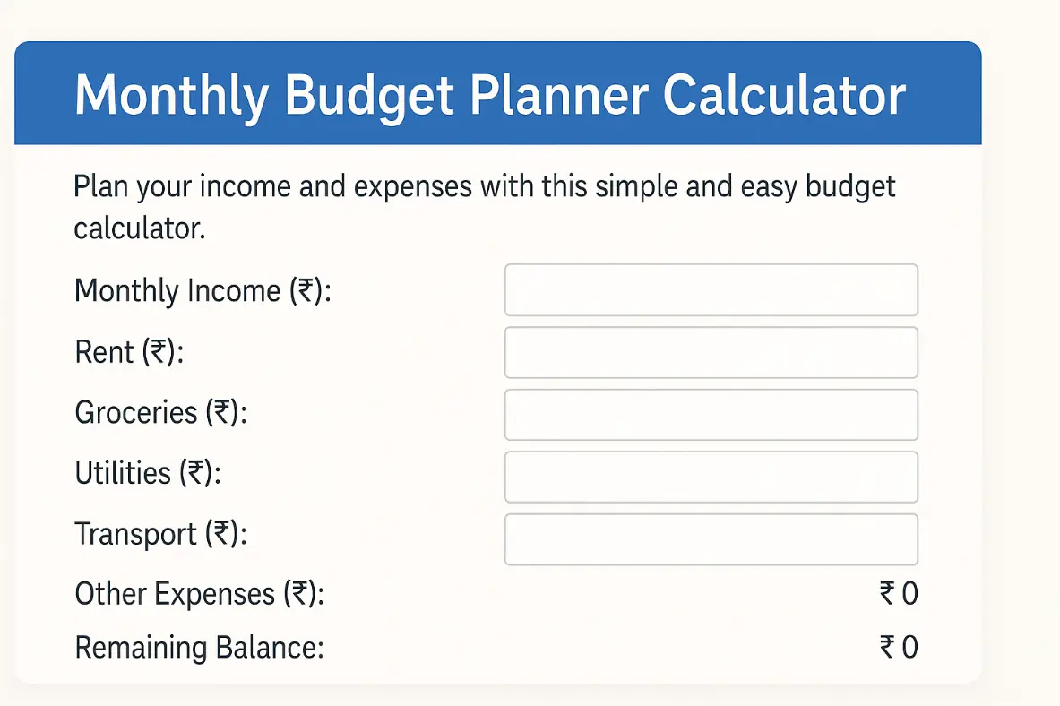 Free Budget Planner Calculator For Monthly Personal Finance In India ...